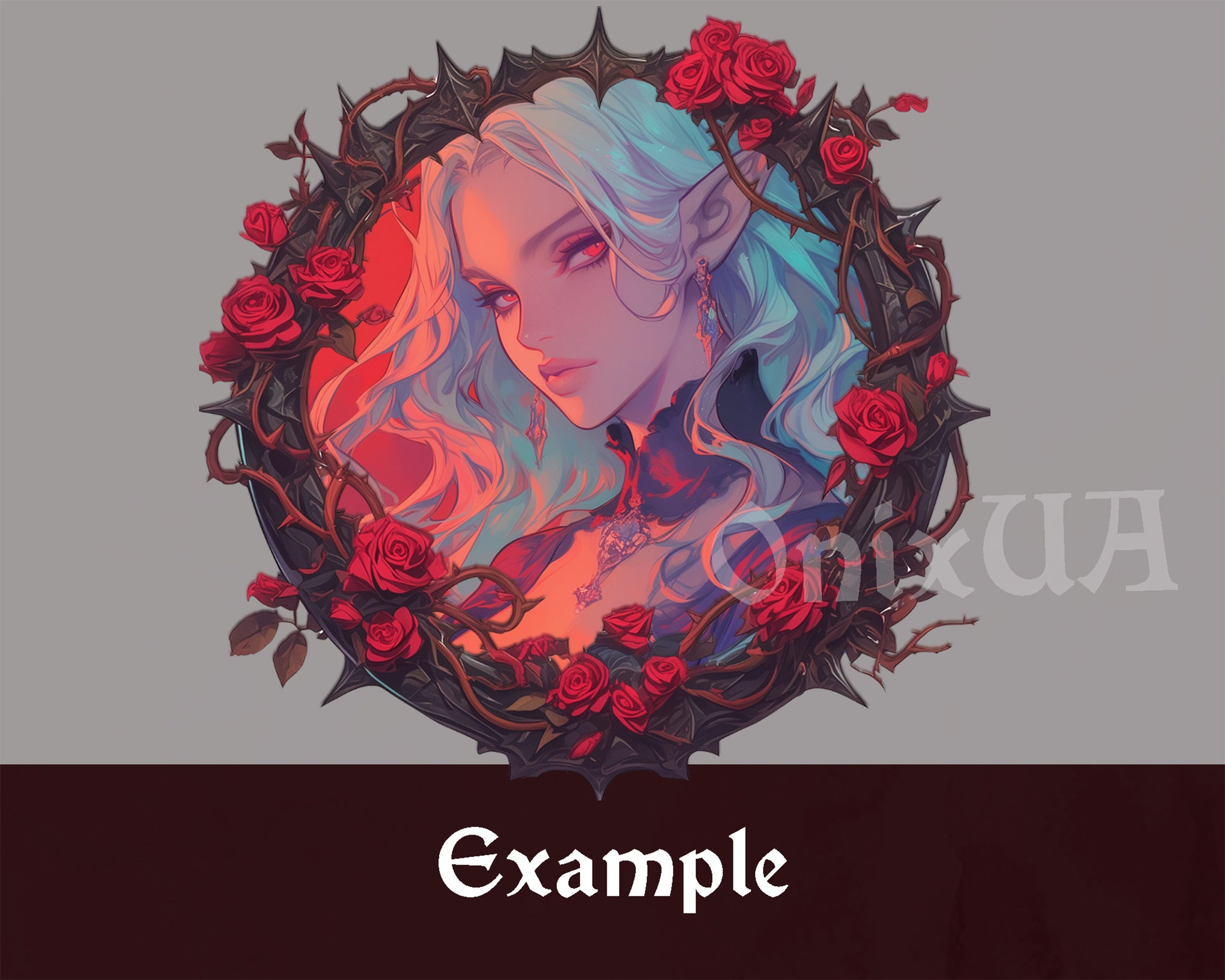 Gothic Red Roses D&D Token Frame | Digital Flowers Border