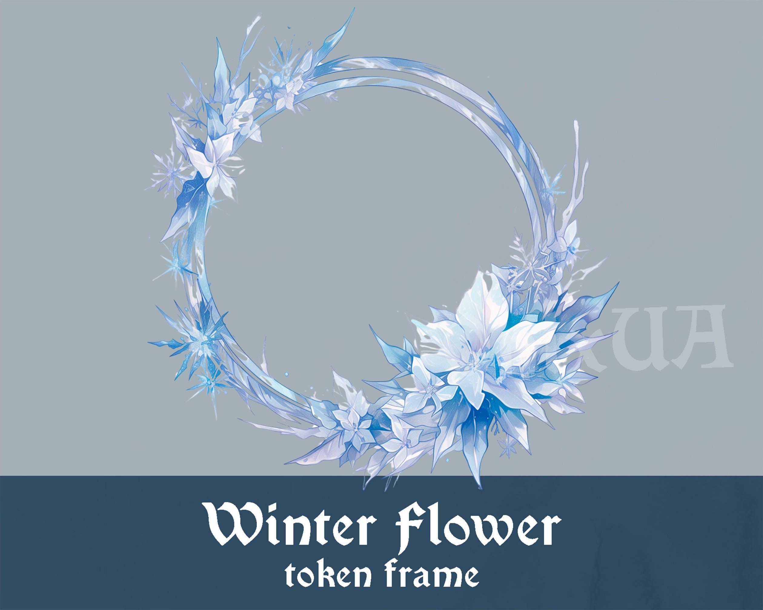 Winter Rose D&D Token Frame - White Cold Flowers Token Border