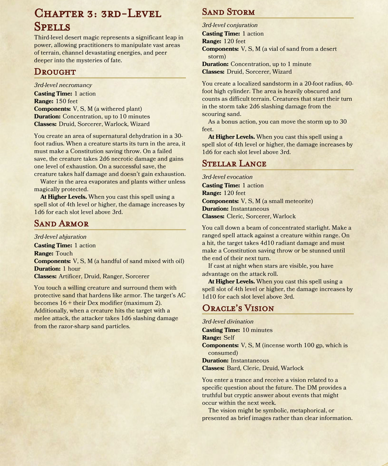 Forgotten Sands: Desert and Stellar Spells for 5e – OnixShu Fantasy ...